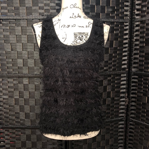 GLO jeans | Tops | Glo Black Fuzzy Faux Fur Tank Top Sz L | Poshmark